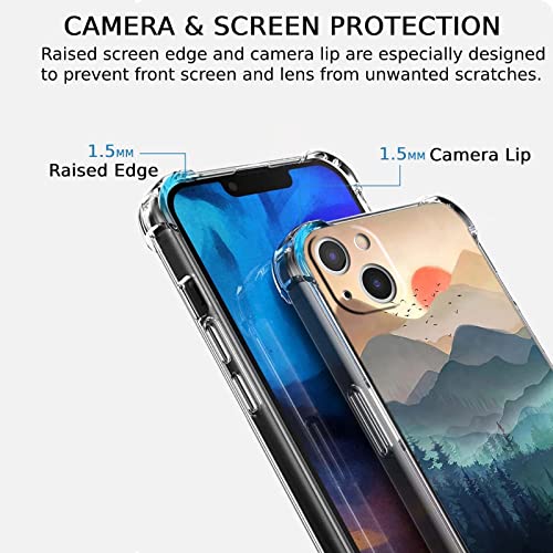 Vesidurt Mountain Sunset for iPhone 13 Mini Case,Nature Wilderness Landscape Pattern Case for Men Women,Trendy Soft TPU Protective Case for iPhone 13 Mini