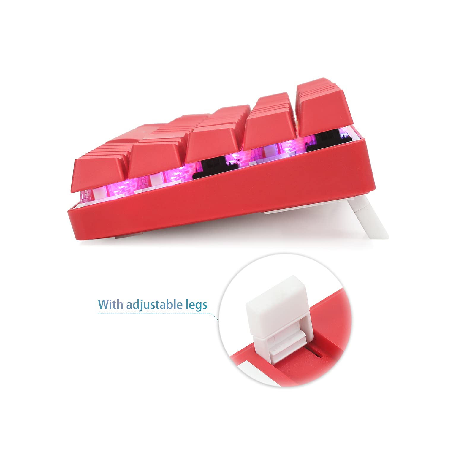 IEMUDJ CQ63 Mechanical Keyboard, Wired Wireless Gaming Keyboard, Outem Red Switch, RGB Backlit, Bluetooth 5.0, Compact 63 Keys, for desktop, laptop, Mac, Tablet, Gaming and Office
