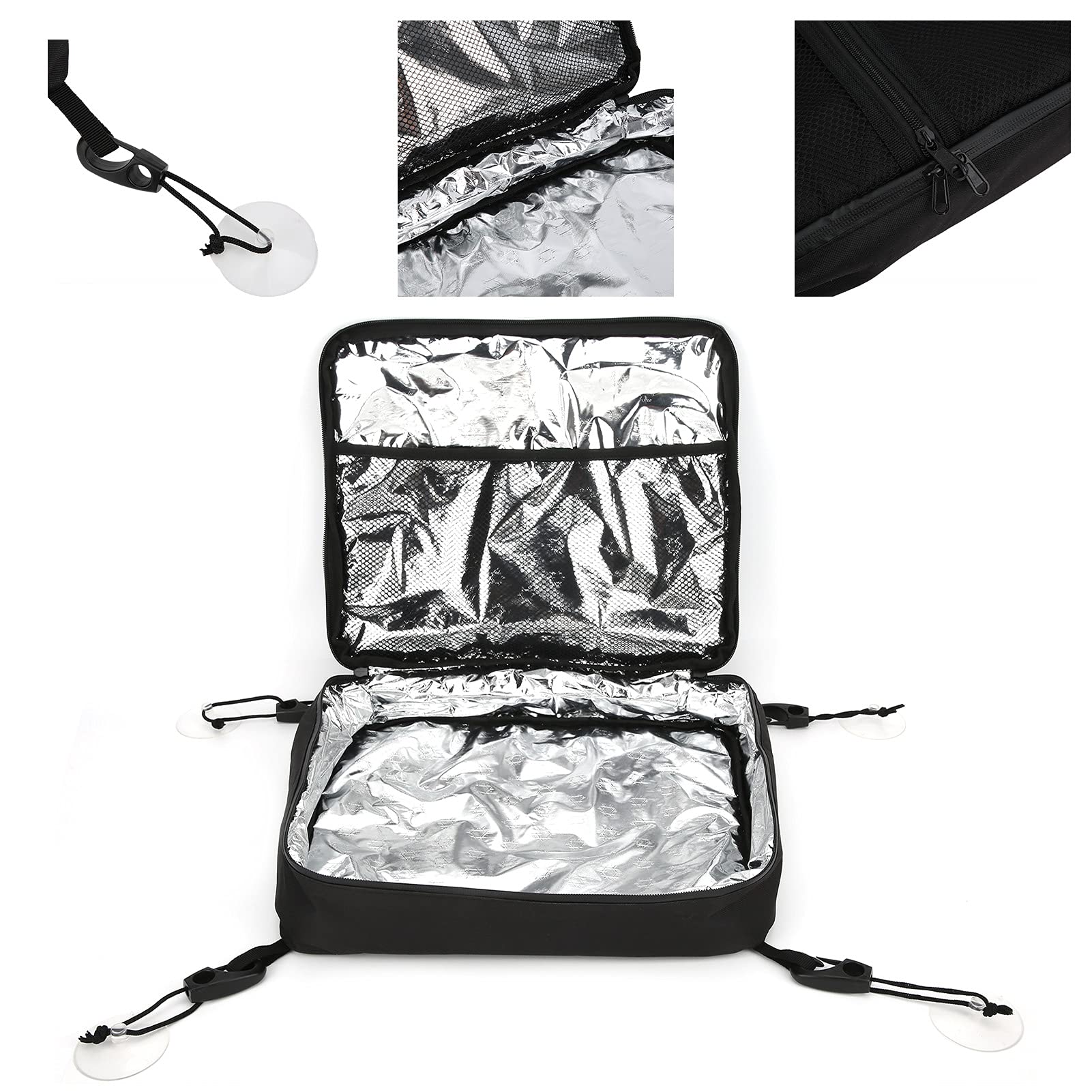 Kayak Paddle Surf Storage Bag, Paddleboard Mesh Bag Stand Up Paddle Board Surf Deck Suction Cup Kayak Paddle Deck Bag for Hanging Bags for Surf Deck