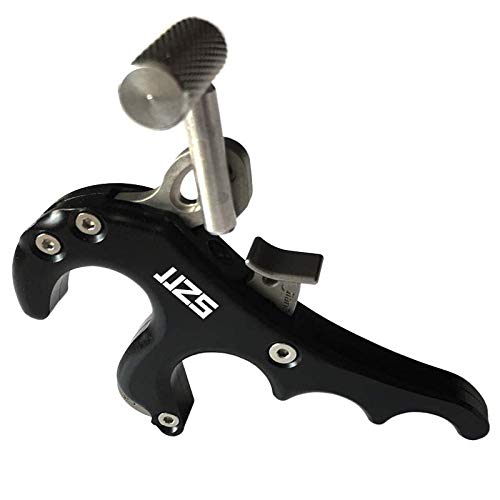 JJZS Aluminum Archery Release Aids for Compound Bow Adjustable Handheld 4 Finger Grip Compound Bow Release Thumb Trigger Bow Release for Hunting Archery Accessories