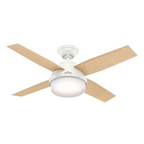 Hunter Dempsey Indoor Ceiling Fan with LED Light and Remote Control, 44", White