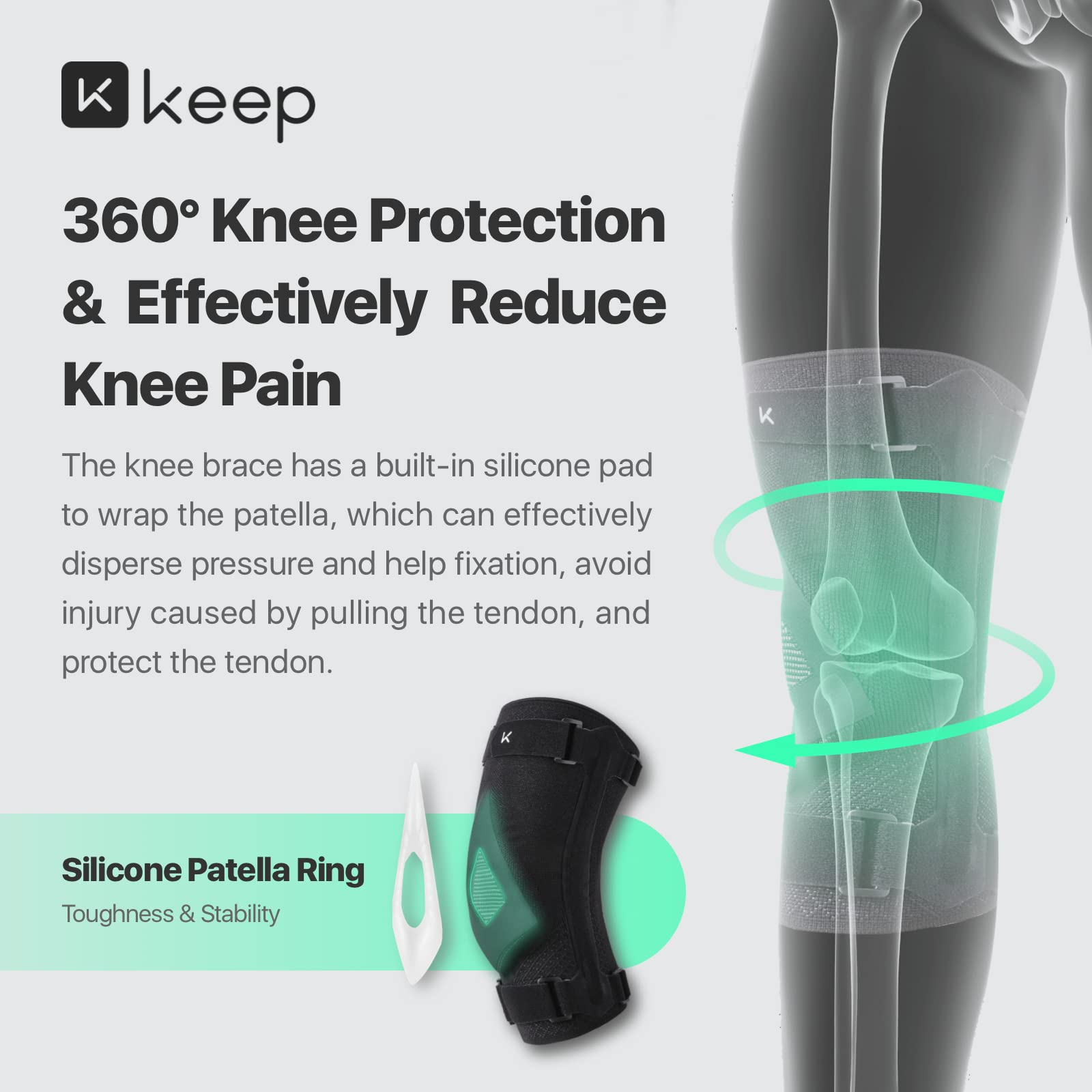 KEEP Protective Knee Brace, Knee Compression Sleeve Support, Volleyball Knee Pads, Thickened Non-slip Sports Knee Pads for Knee Pain, Running, Work Out, Gym, Hiking Black, M