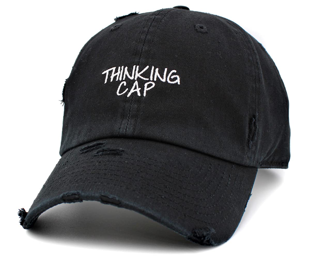 KBETHOS Daddy Dad Hat Baseball Cap Vintage Distressed Classic Polo Style Adjustable Cotton (One Size, Black Thinking Cap Vintage)