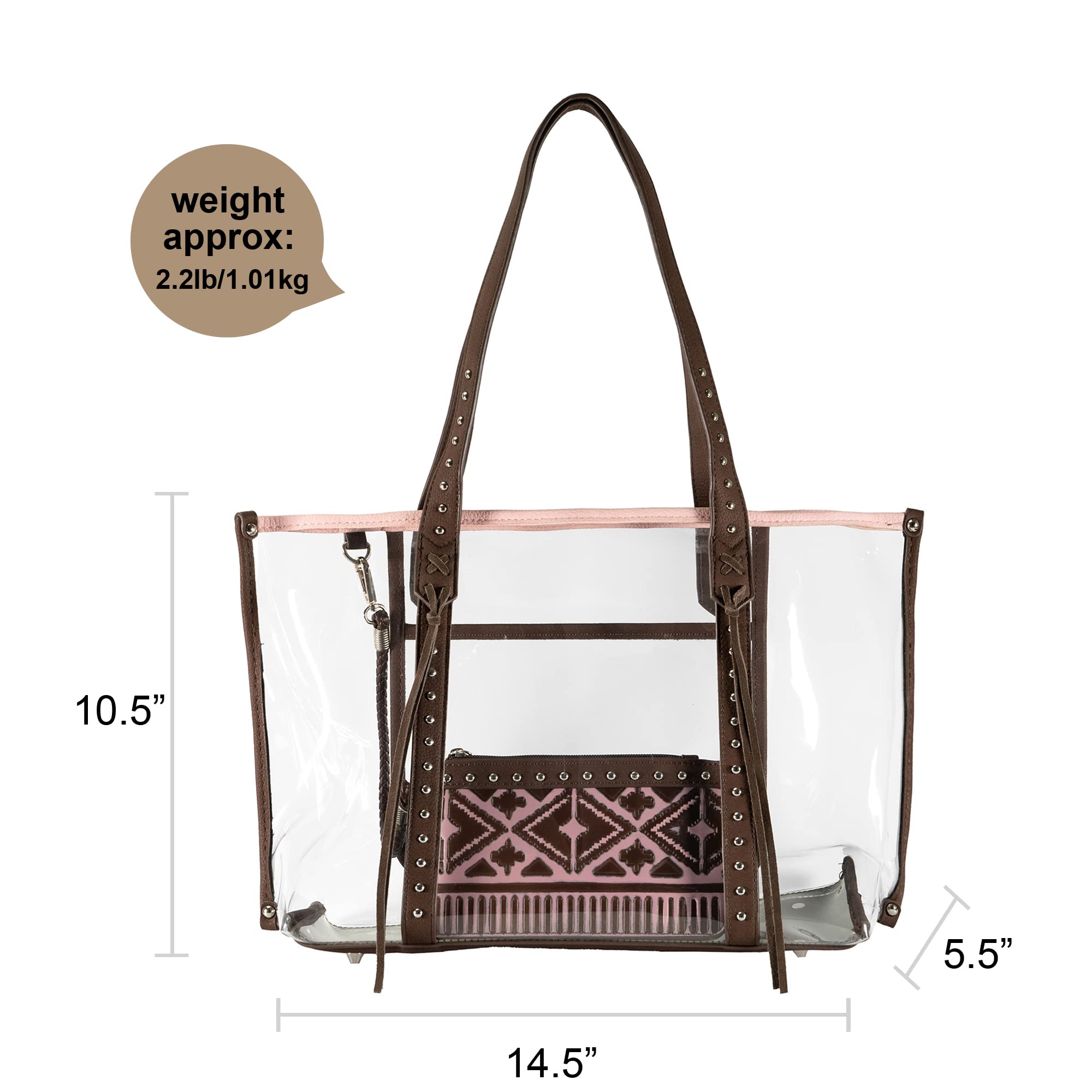 Montana West Western Clear Bag Stadium Approved for Women Aztec Collection Shoulder Bag Transparent Tote Bag MW1122-8317CF