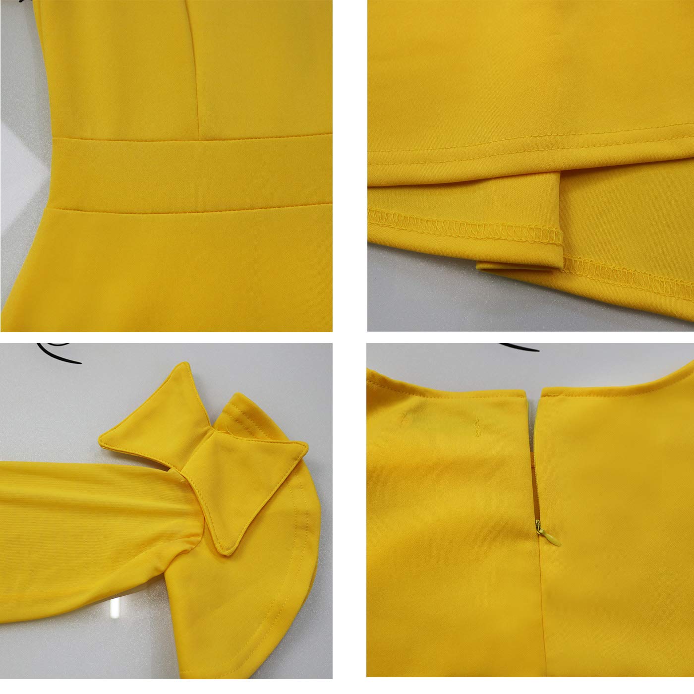 IyMoo Women's Sexy Plus Size Bodycon Ruffle Shoulder Cocktail Evening Mixi Dress Yellow 2XL