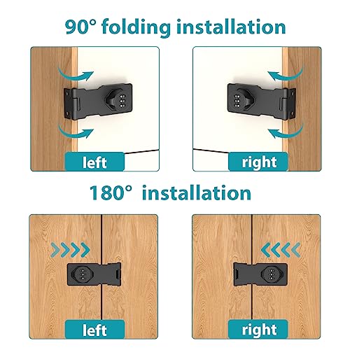 I-EASYDWW Cabinet Password Hasp Lock, Cabinet Keyless Lock with Screws, Cabinet Combination Lock for Small Door, Cabinets, Barn Door, Bathroom, Outdoor, Garage, Garden, Black