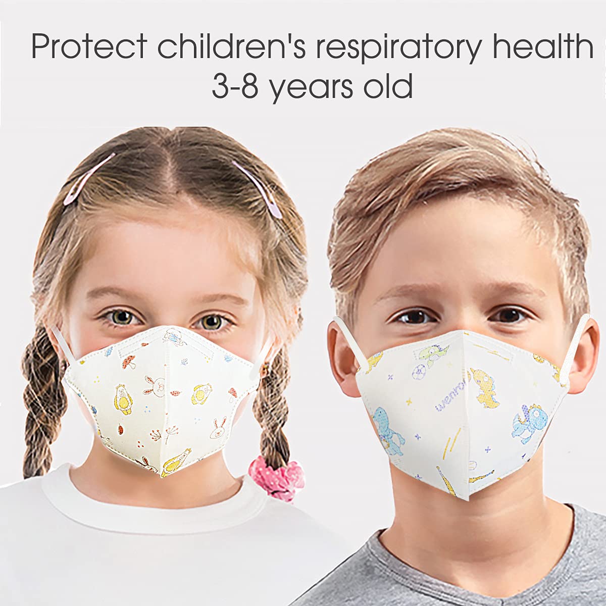 Kids Face Mask Individually Wrapped Reusable 20 Pack 4 Layers Cup Dust Face Masks for Kids Boys Girls (3-8 Years)