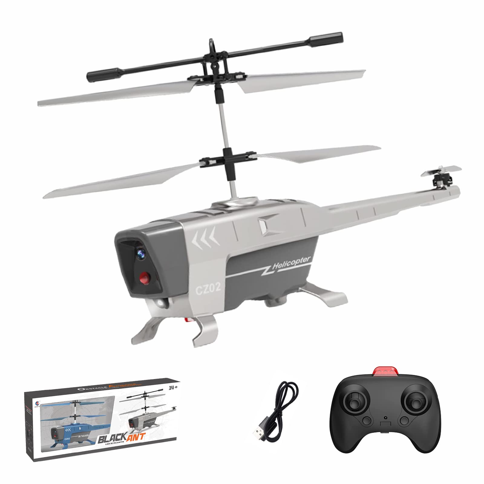 HTZKO Remote Control Helicopter for Kids, RC Helicopter for Adults, Induction Obstacle Avoidance Helicopter Toys for Boys Auto-Hovering One Key Take Off/Landing Helicopter Gift for Boys Girls