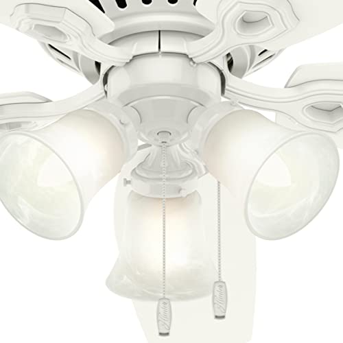 Hunter Fan Company Indoor 53326 52" Builder Low Profile Ceiling Fan with Light, Snow White Finish