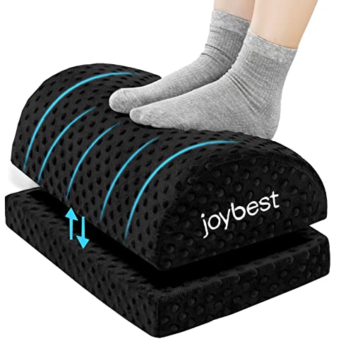 joybest Foot Rest Under Desk for Office Use, Adjustable Heights Memory Foam Foot Stool for Car, Home and Office, Footrest for Blood Circulation of Legs to Relieve Lumbar, Back, Knee Pain(Black)