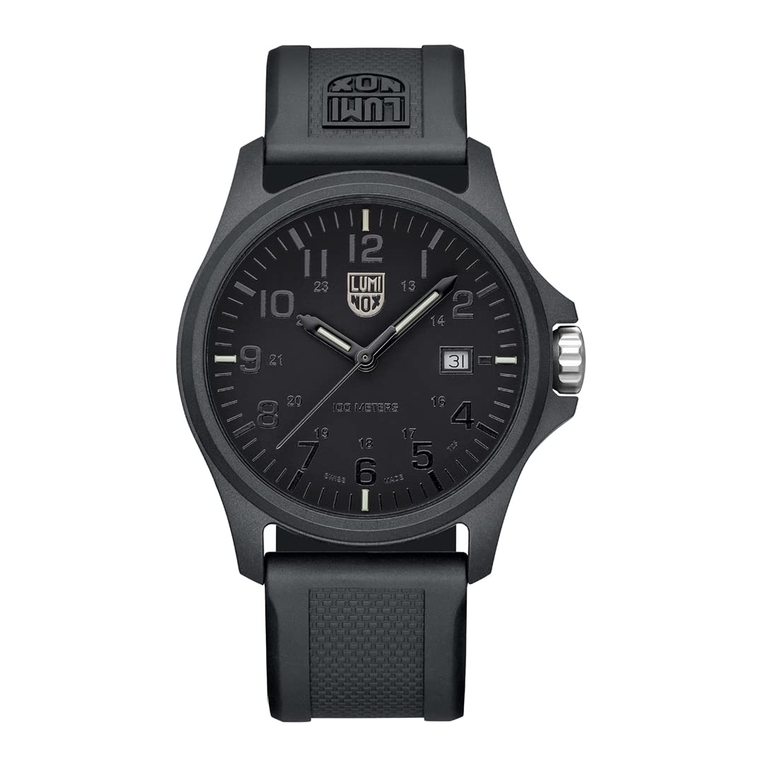 Luminox G Patagonia Carbonox X2.2402 - Mens Watch 43 mm - Military Watch with Black Case/Dial/Band White Numbers - Date Function - 100m Water Resistant