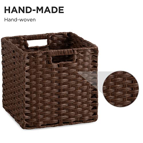 joybest Wicker Baskets for Shelves, Wicker Cube Storage Bins, 12L×12H×11.5W inch Storage Basket Cube with Handles for Pantry, Bedroom, Living Room, Nursery Room 3Pack