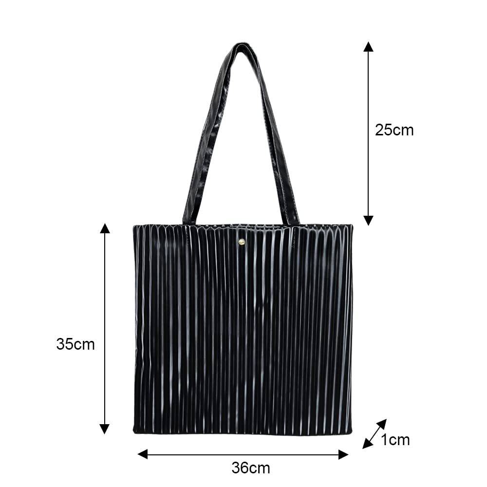 JOYART Women's Tote Bag PU Leather Fashion Shoulder Bag for Office, Gift for Mother,Girlfriend-Black