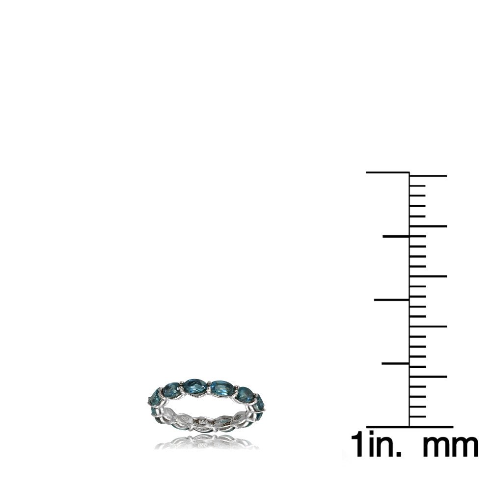 Ice Gems Sterling Silver London Blue Topaz 5x3mm Oval-cut Eternity Band Ring, Size 5