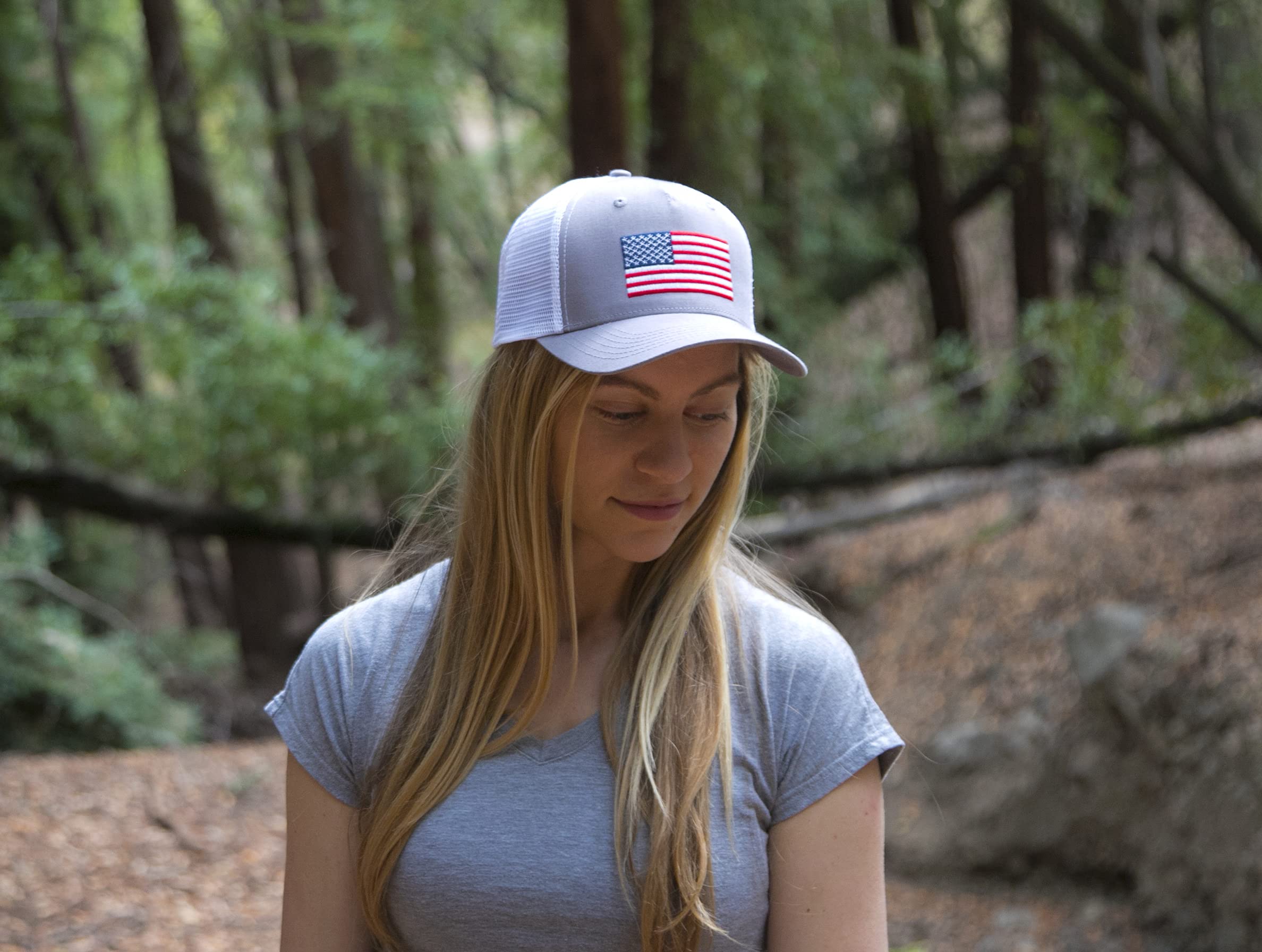 International Tie American Flag Hat for Men and Women - USA Flag Patriotic Trucker Baseball Snapback Cap
