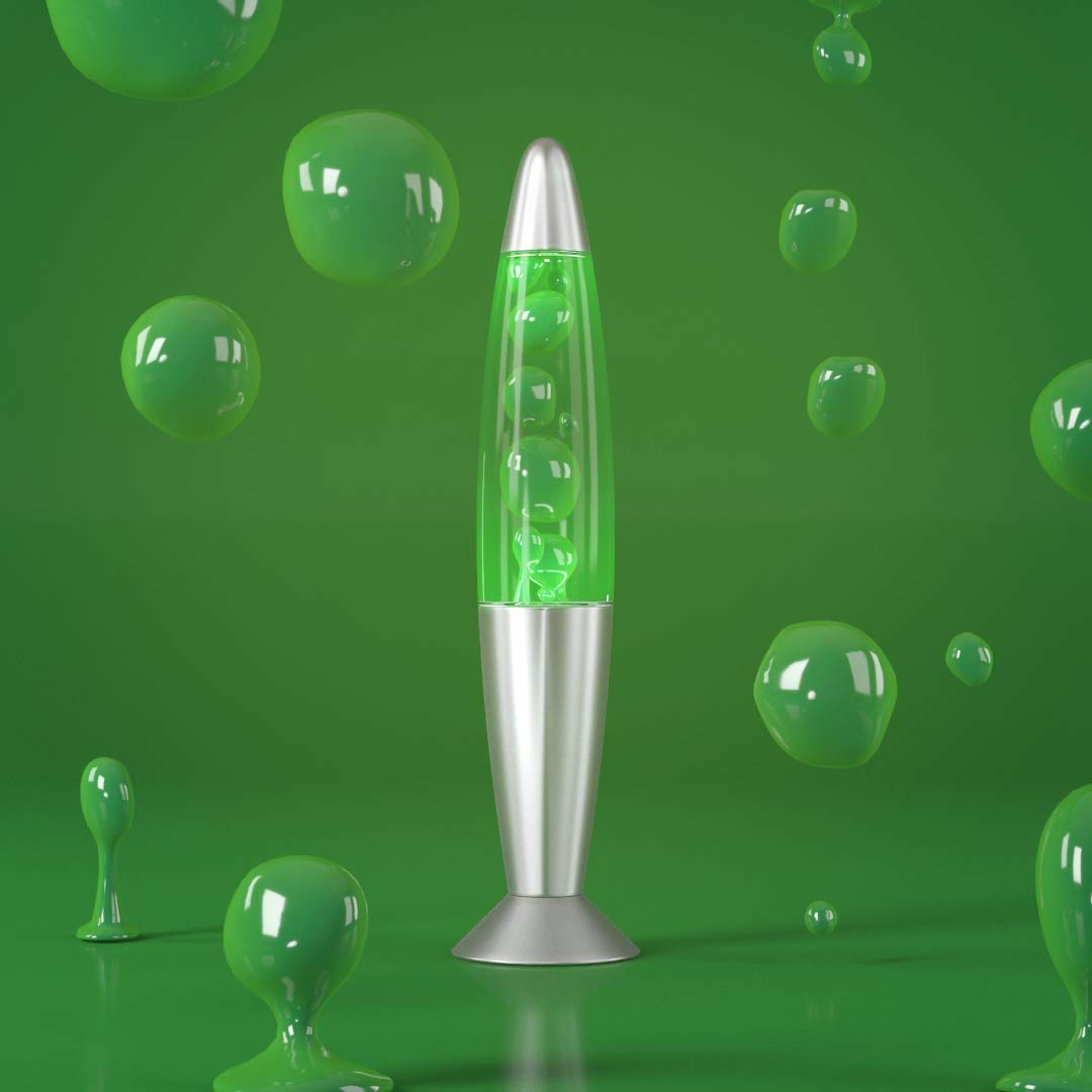 Irvy Motion Lamp - Beautiful Liquid Entertaining Tabletop Lamp for Adults and Kids - 13.5 Inches White Clear Liquid with Silver Base Decorative Lights, Gift for Christmas and Birthday (Green)