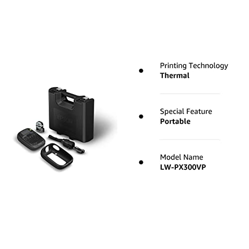 LABELWORKS Epson LW-PX300VP Industrial Label Maker Complete Kit - with Accessories, Sticker Labels, Magnetic Tape Compatible, Only Uses 203 & 205 Shrink Tube Tapes, Portable Handheld Printer