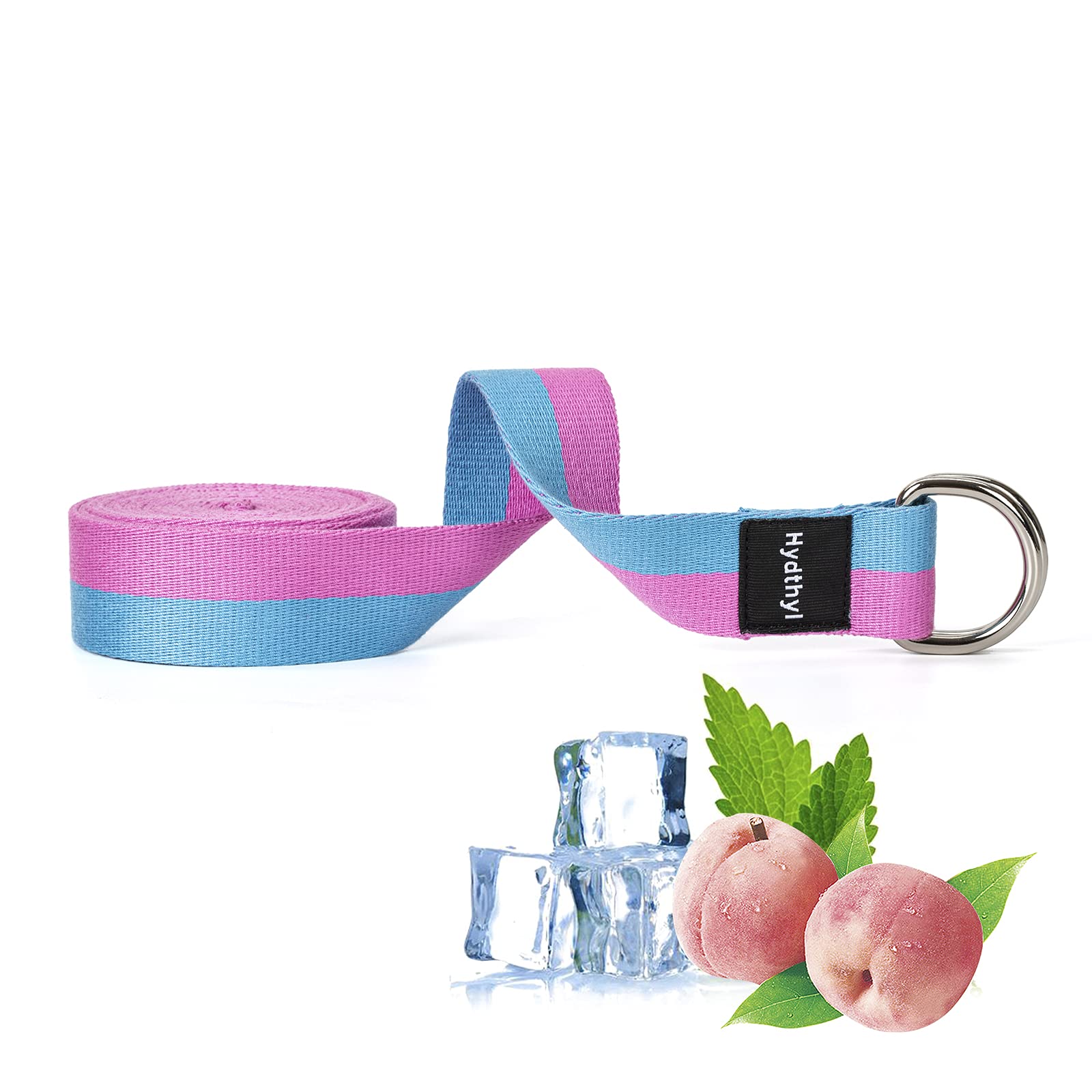 Hydthyl Yoga Strap with Adjustable D-Ring Buckle, 6/8/10 Feet, Durable Soft Material Exercise Belt with Portable Carry Bag for Yoga, Physical Therapy, Pilates, Dance, Stretch