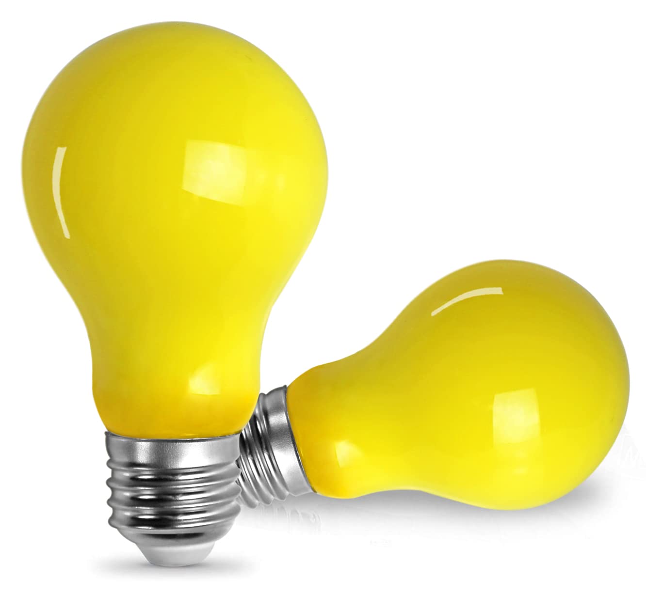Kiraralite A19(A60) LED Bug Free Light Bulb, Yellow Color Bug Light Bulb with Warm Light, E26 Medium Base for Outdoors/Indoors, 120V, 5W, (2Pack)