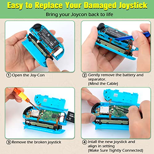 Joycon Joystick Replacement, Joycon Repair Kit 36 PCS , 4 Pack Joystick Analog Sticks Left/Right Thumb Sticks for for Nintendo Switch Joy Con Controller, NS Repair Tool with Thumbstick Grips & Screws