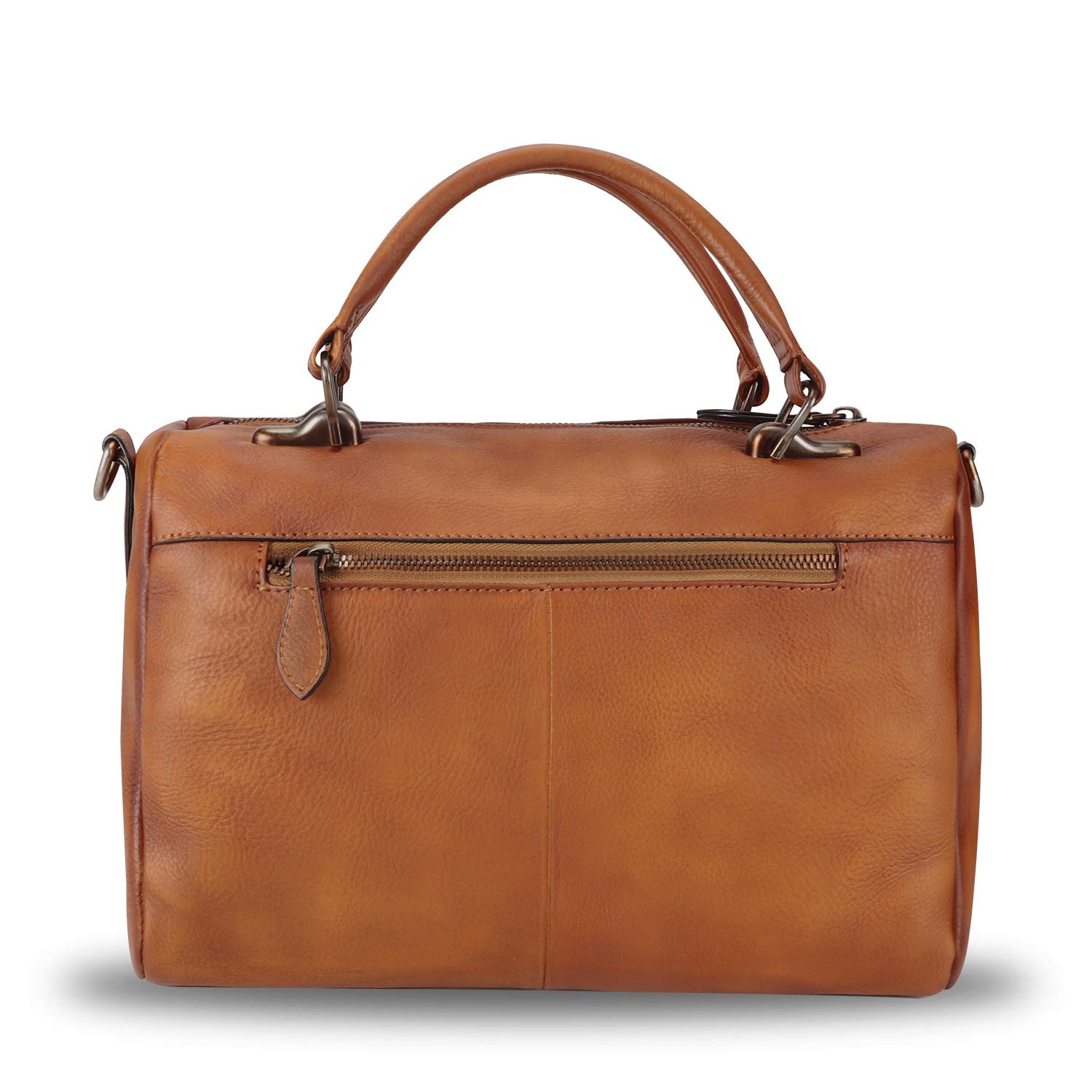 IVTG Genuine Leather Satchel Purse for Women Vintage Handmade Top Handle Bag Crossbody Handbag (Brown)