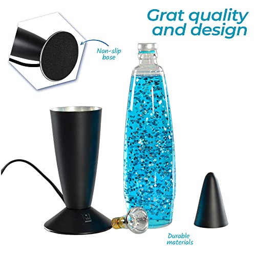 IIDSA Glitter Lamp Black Base, Red Liquid 16 inch, Decorative Table Lamp for Any Area of Your Home (Bulb and Extra Bulb).