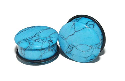 Intrepid Jewelry Synthetic Turquoise Single Flare Stone Plugs (5/8" (16mm))