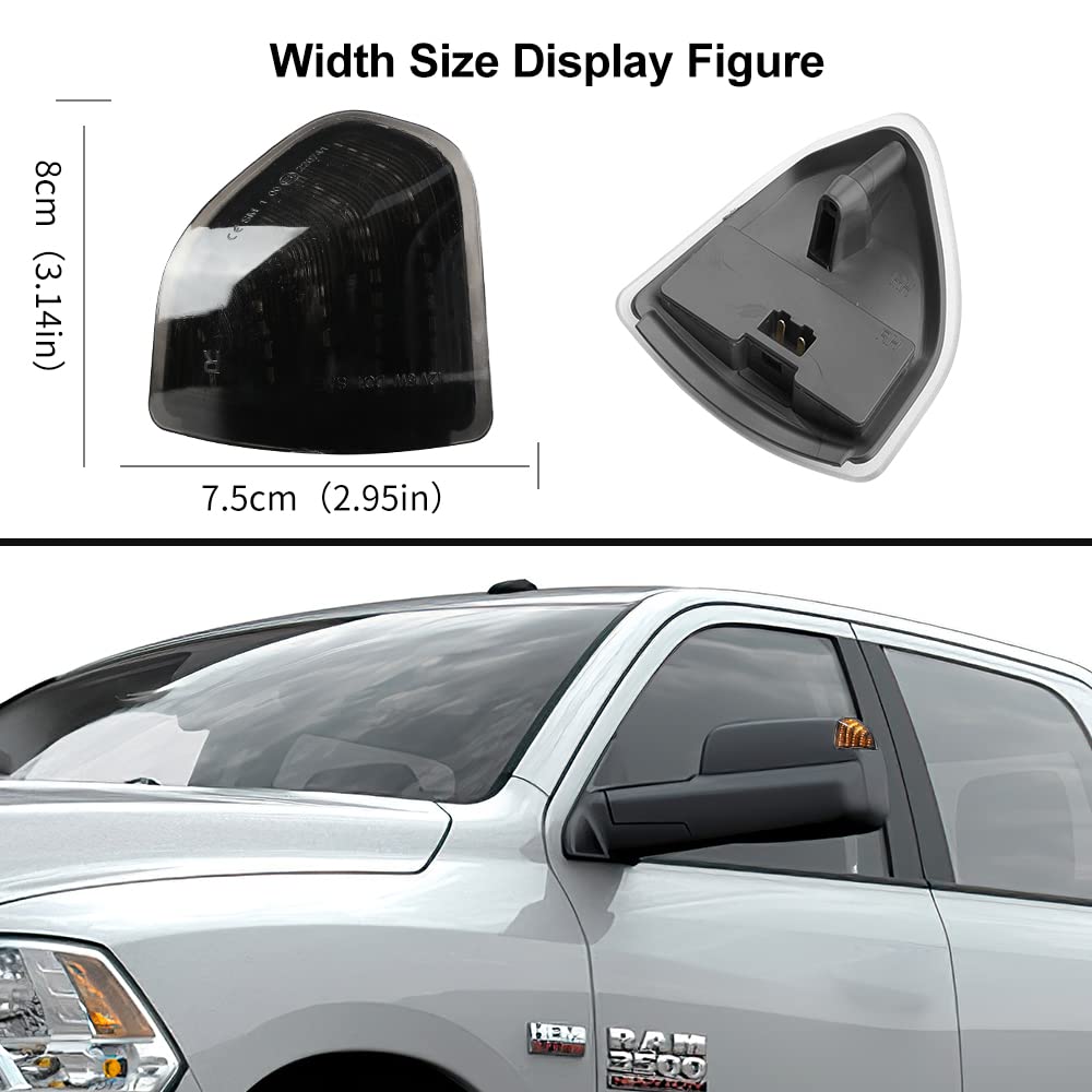 Jerezmot Side Marker and Turn Signal Combo for 2010-2018 Dodge Ram 1500 2500 3500 4500 5500, Rear View Mirror Lights Replace 68302828aa 68302829aa, Pack of 2