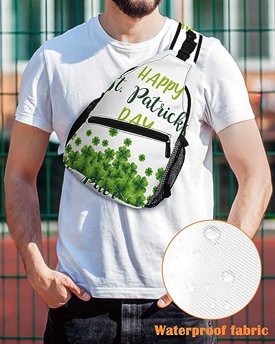 Sling Backpack, St.Patrick's Day Shamrocks Green Waterproof Lightweight Small Sling Bag, Travel Chest Bag Crossbody Shoulder Bag Hiking Daypack for Women Men