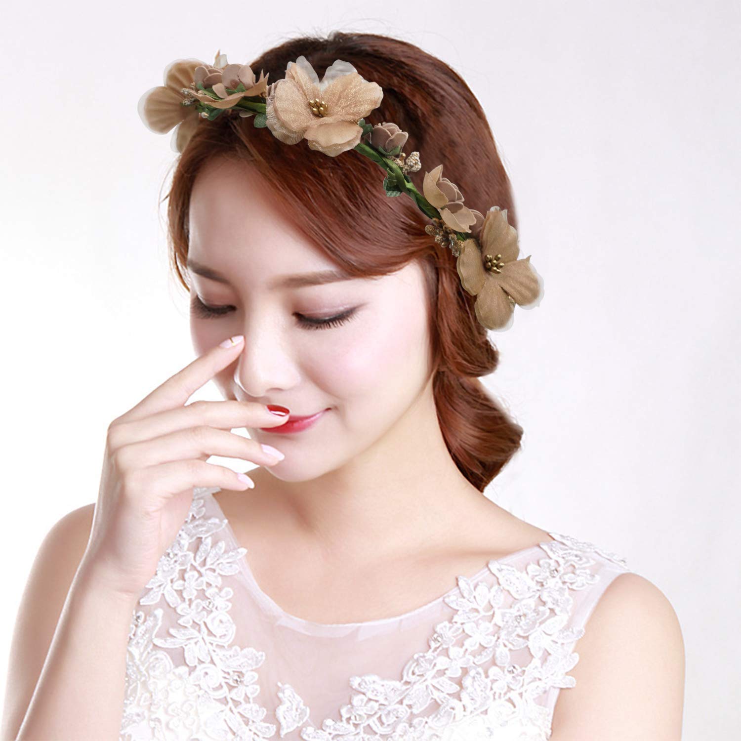 Lovful Sun Hats for Women with Flower Decor,Wide Brim Beach Hats Straw Hat,Summer Sun Protection Hat Caps, khakiBeige