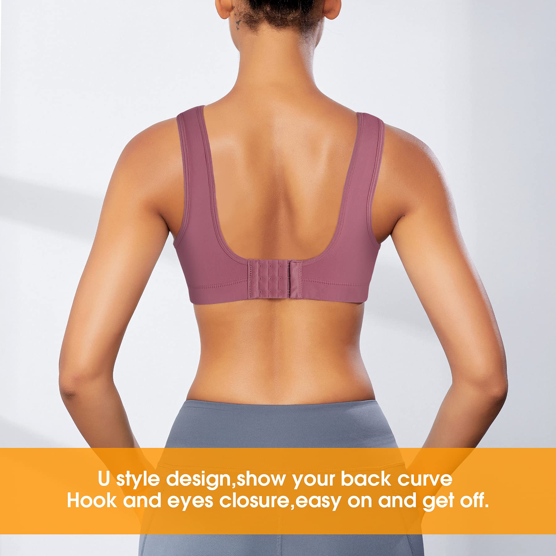 IHHCOXK High Impact Sports Bra for Women Front Adjustable Straps Full Coverage Compression Yoga Bra Wireless Tank Top (Pink, Medium)