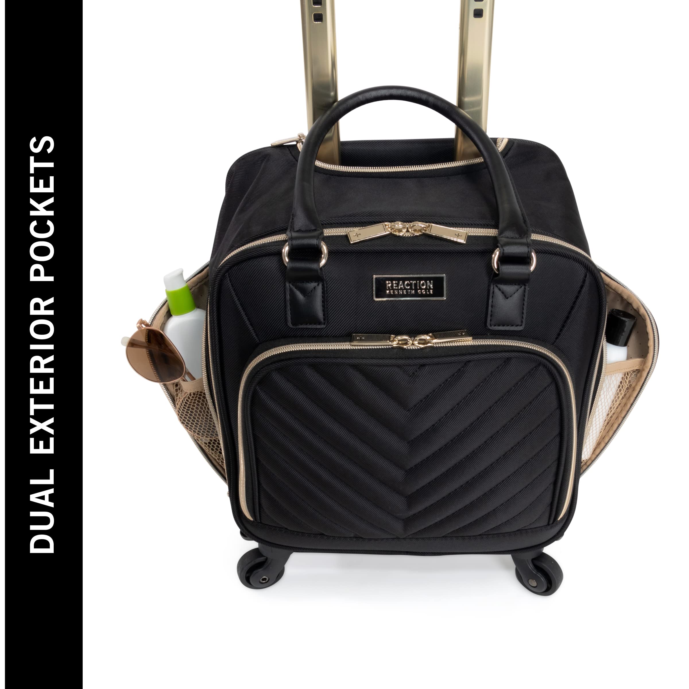 Kenneth Cole REACTION Chelsea Chevron Quilted Luggage, Black, Underseater, 17-Inch Carry On