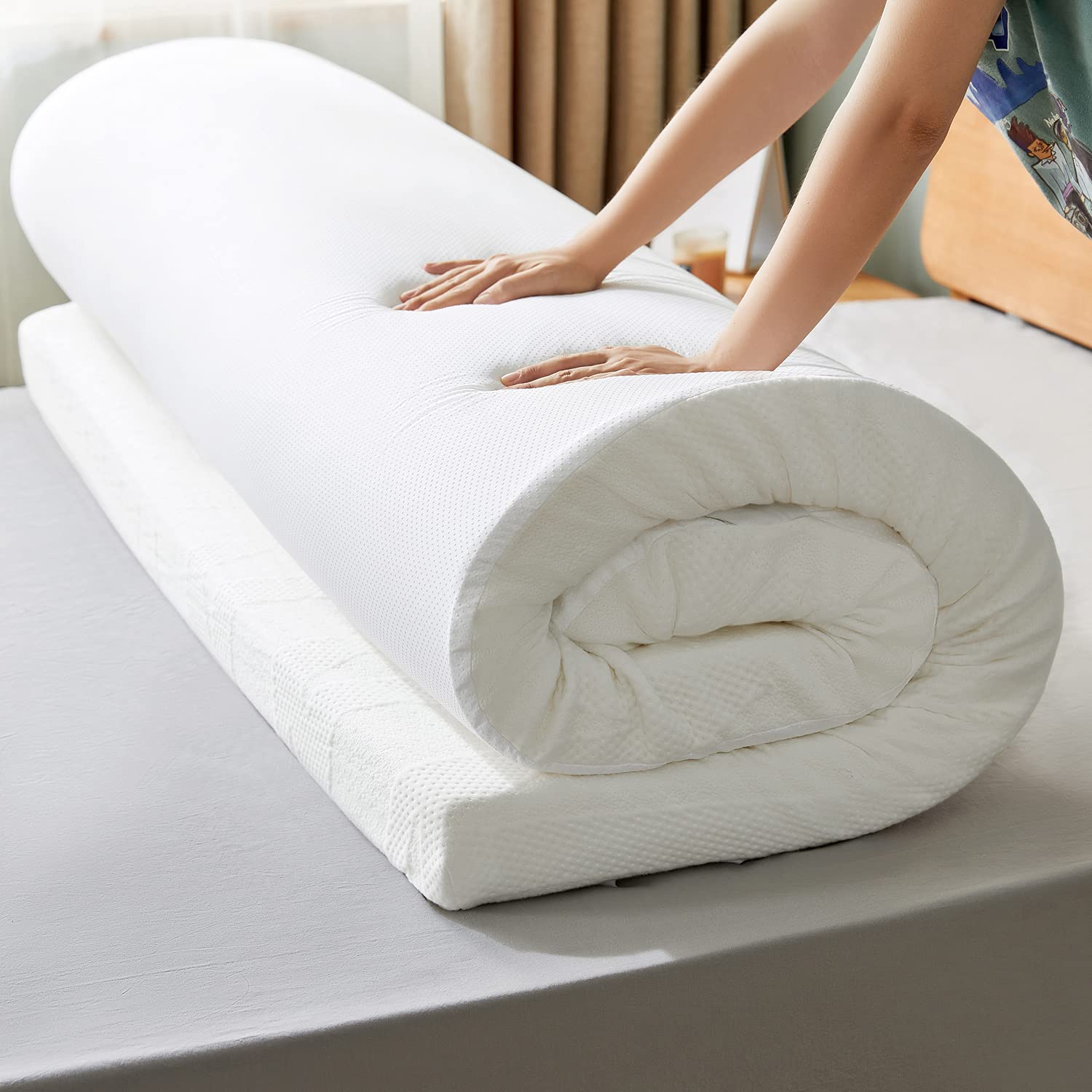 LINSY HOME 3 Inch Mattress Topper Full, Memory Foam Mattress Pad with Removable Cover, CertiPUR-US Certified, Full Size