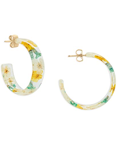 Lucky Brand Dried Flower Hoop Earrings, Gold, One Size