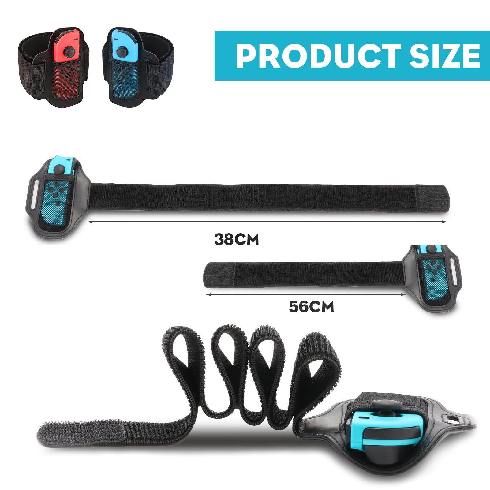 Nintendo Switch Leg Strap 4 Pack Sports Ring Fit Adventure Soccer Wii Controller Accessories Games Fitness Exercise Workout Package Bundle Oled Workout Adjustable Elastic Size For Adults & Children