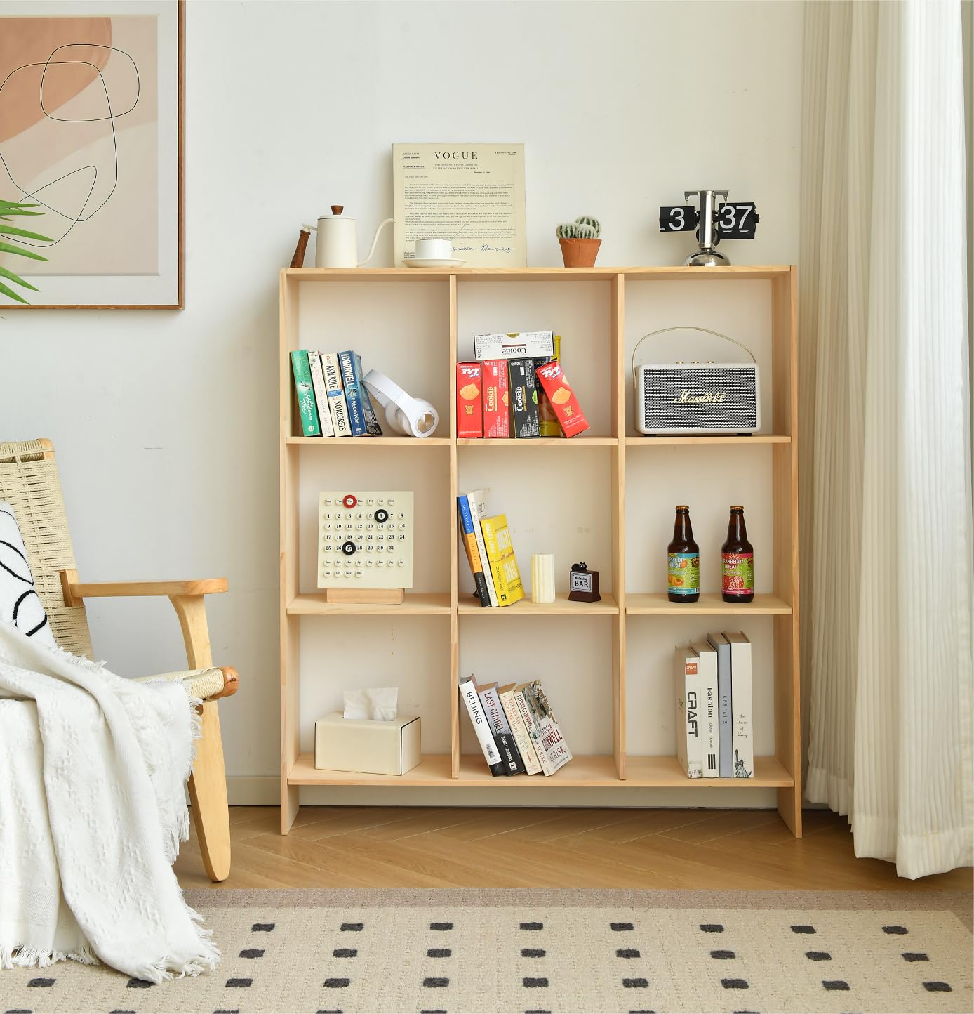 Heehee Cube Bookshelf Bookshelves Storage Organizer Shelf Bookcase Cube Storage Organizer for Bedroom,Living Room,Office (9-Cube)
