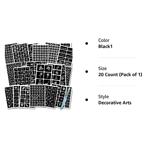 Koogel 524 PCS Henna Tattoo Stencil Kit,20 Sheets Henna Temporary Tattoo Stickers for Women and Girls Face Paint Body Art