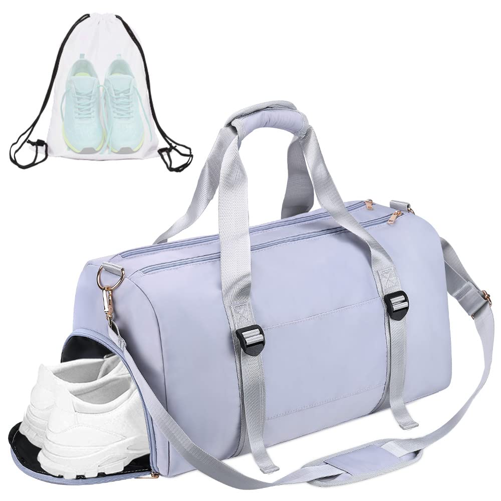 ICEIVY Gym Duffle Bag Dry Wet Separated Gym Bag Sport Duffle Bag Training Handbag Yoga bag with Extra Drawstring Backpack for man and women (Grey-Upgrade) Large