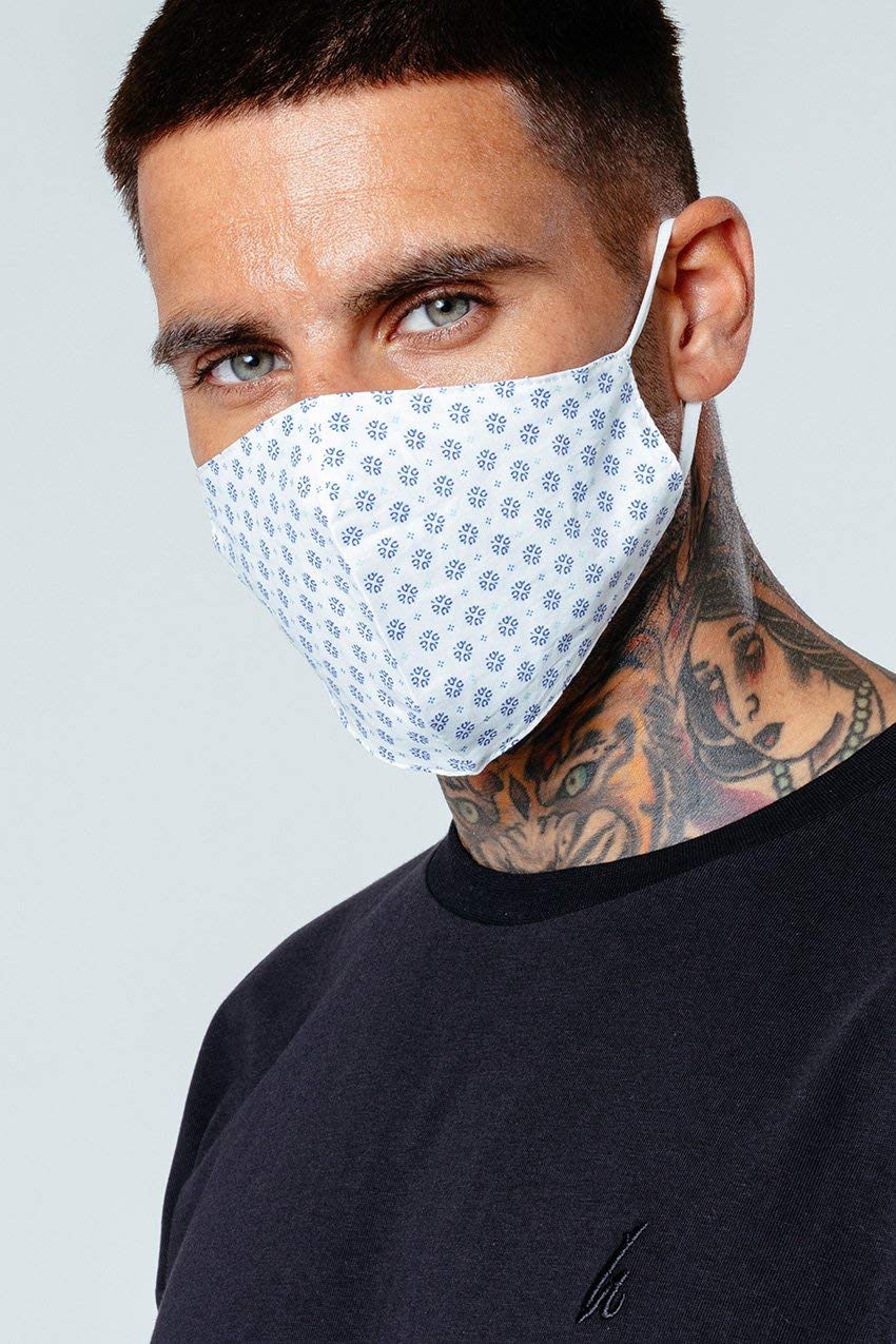 Hype ADULT WHITE BLUE GEO ADJUSTABLE FACE MASK