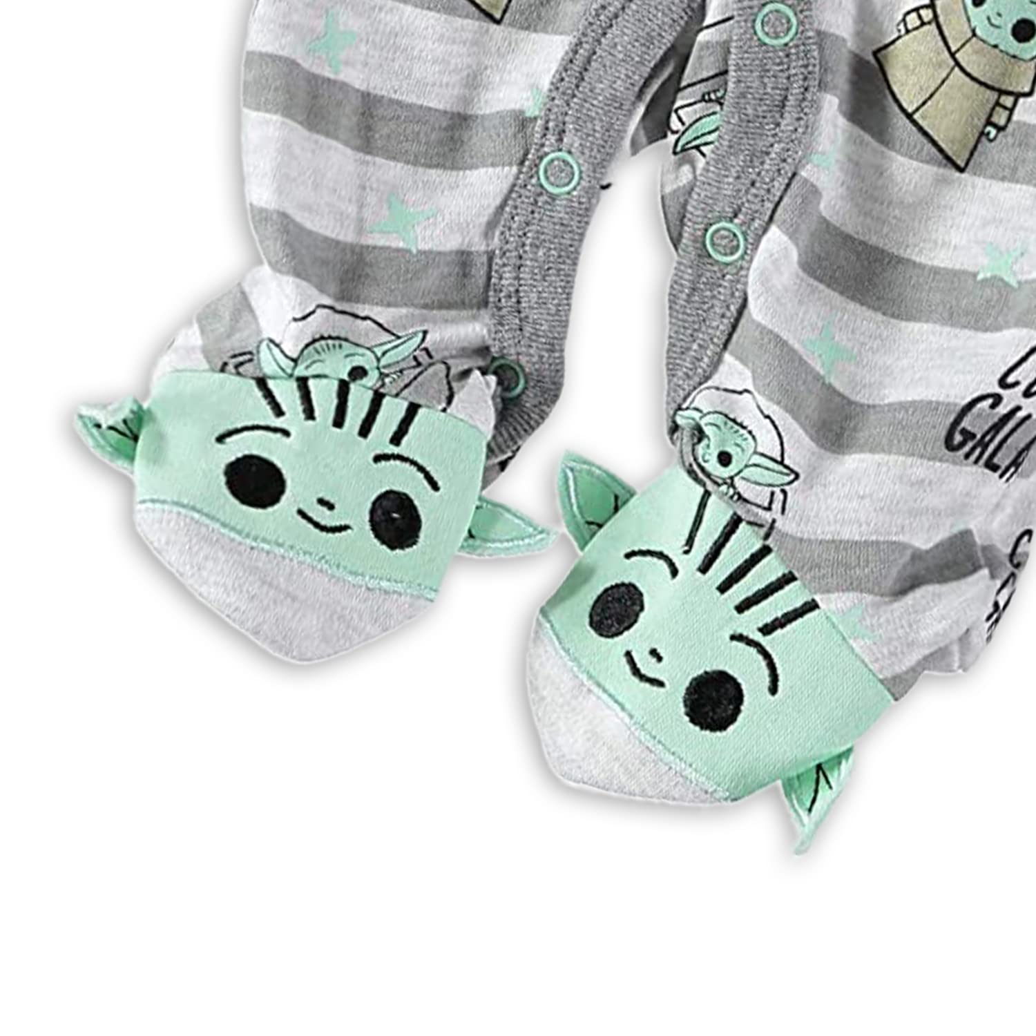 Happy Threads Star Wars Baby Boys One Piece Sleeper - Footed Baby Pajamas - Baby Boy Clothes - Footie Pajamas (Grey/Green/Brown, 3-6 Months)