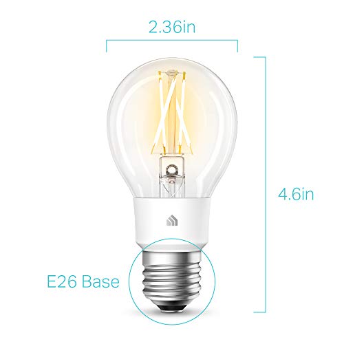 Kasa Smart Wi-Fi LED Bulb, Filament A19 E26 Smart Light Bulb, Soft White 2700K, Dimmable, No Hub Required, Compatible with Alexa & Google Assistant, Antique Vintage Style (KL50),7 watts