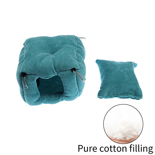 Toysructin 2 Pack Hamster Cave Sleeping Bed, Warm Small Animal Pets Hideout Hanging Nest Hammock with Soft Mat, Cozy Hamster Habitat Mini House Cage Accessories for Small Animals Squirrel Ferret Mouse