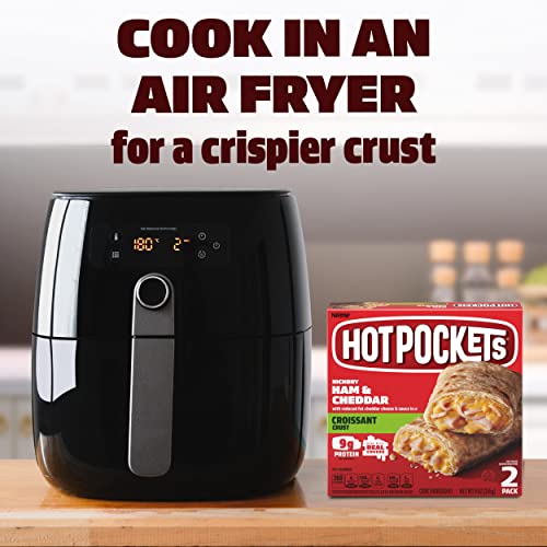 Hot Pockets Hickory Ham Cheddar Croissant Crust Frozen Snacks, Hot Pockets Made with Real Reduced Fat Cheddar Cheese, 9 Oz, 2 Count
