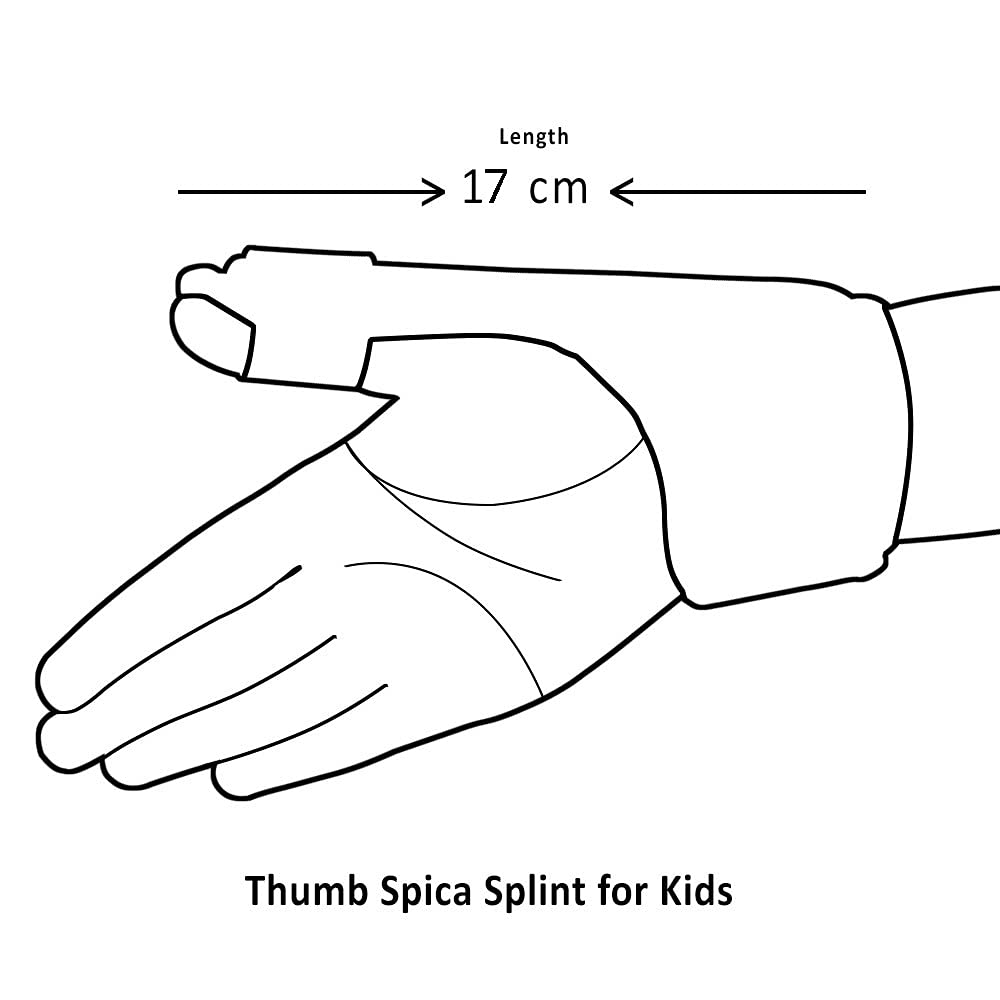 HealthGoodsIn - Pediatric Thumb Spica Splint | Thumb Spica Splint for Kids | Thumb Brace for Tissue Injuries | Support Brace with Thumb Spica Lightweight, Breathable | Fits Both Hands