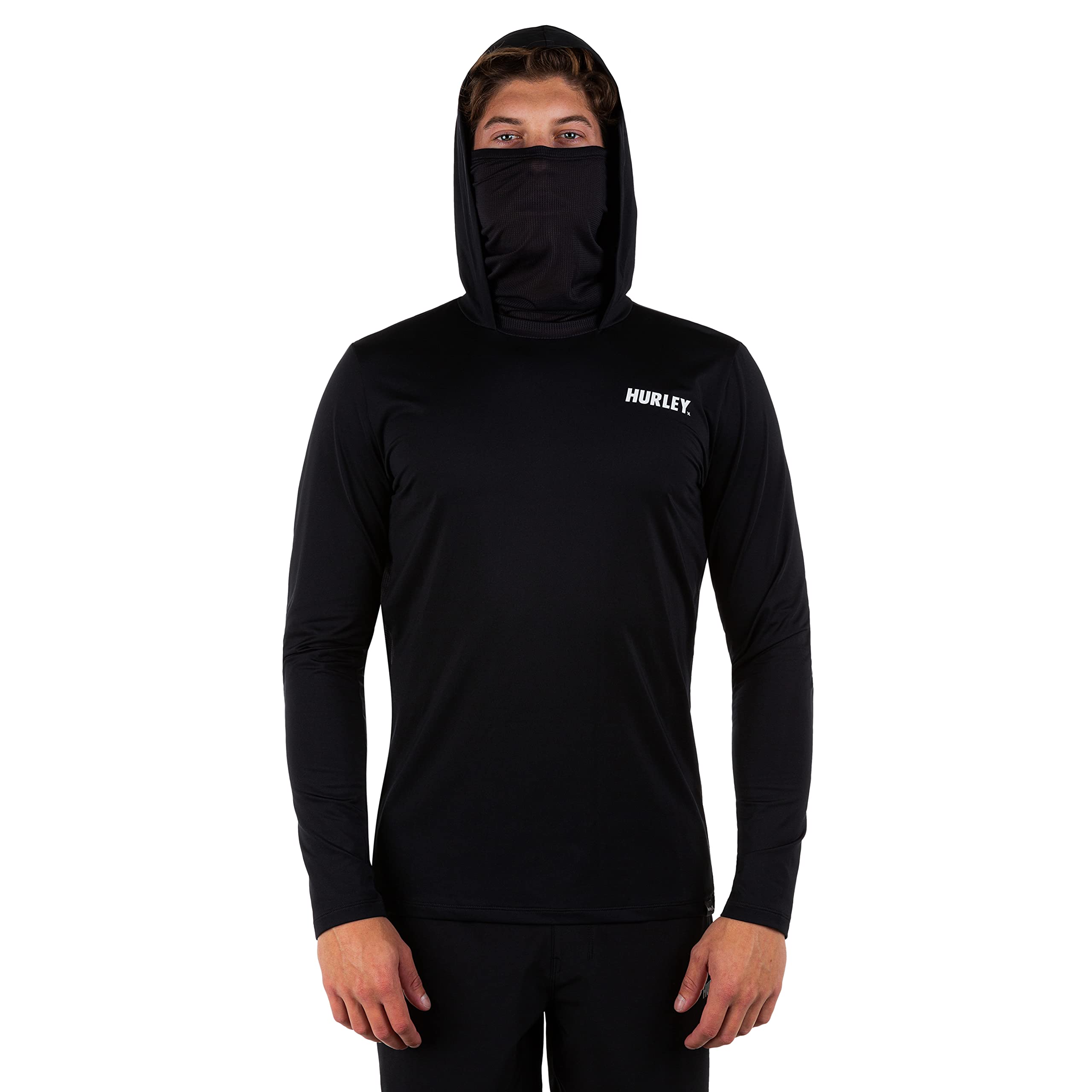 Hurley Men's Standard H2O-Dri Atticus Fastlane UPF Hoodie, Black, Medium