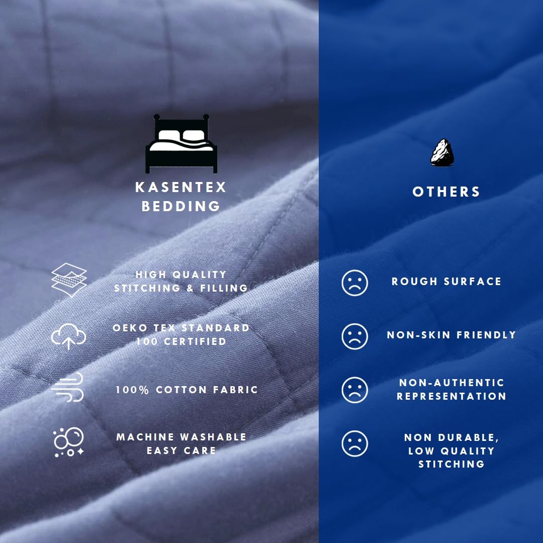 KASENTEX 3-Piece Oversized King Quilt Set Soft 100% Cotton Bedspread Coverlet Sets (Teal, 112X106+20X36 X2)