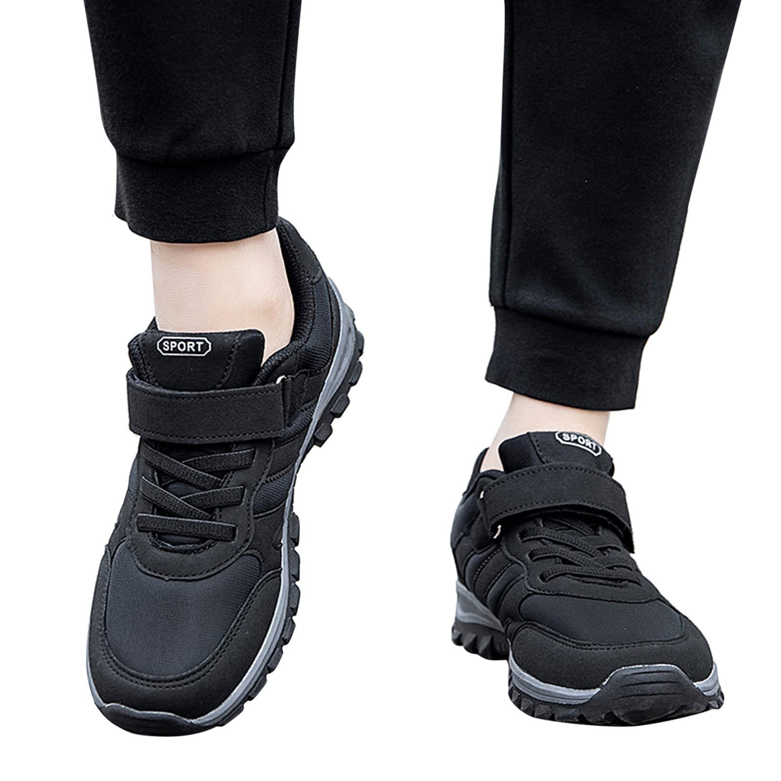 Men's Simple and Fashionable Flying Woven Round Head Solid Color Lightweight Breathable Soft 530 Mens Shoes Sneaker Black