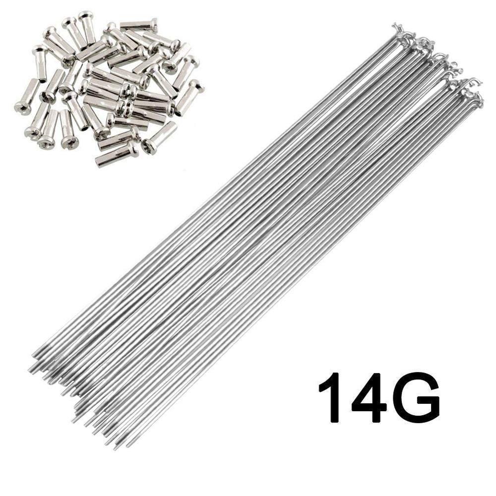 JINYAWEI Spokes Nipples 10 X 14G Bicycle Spokes with Nipples Stainless Steel Mountain Road Bike High Strength Bicycle Spokes Cycling Spokes (Color : 266MM)
