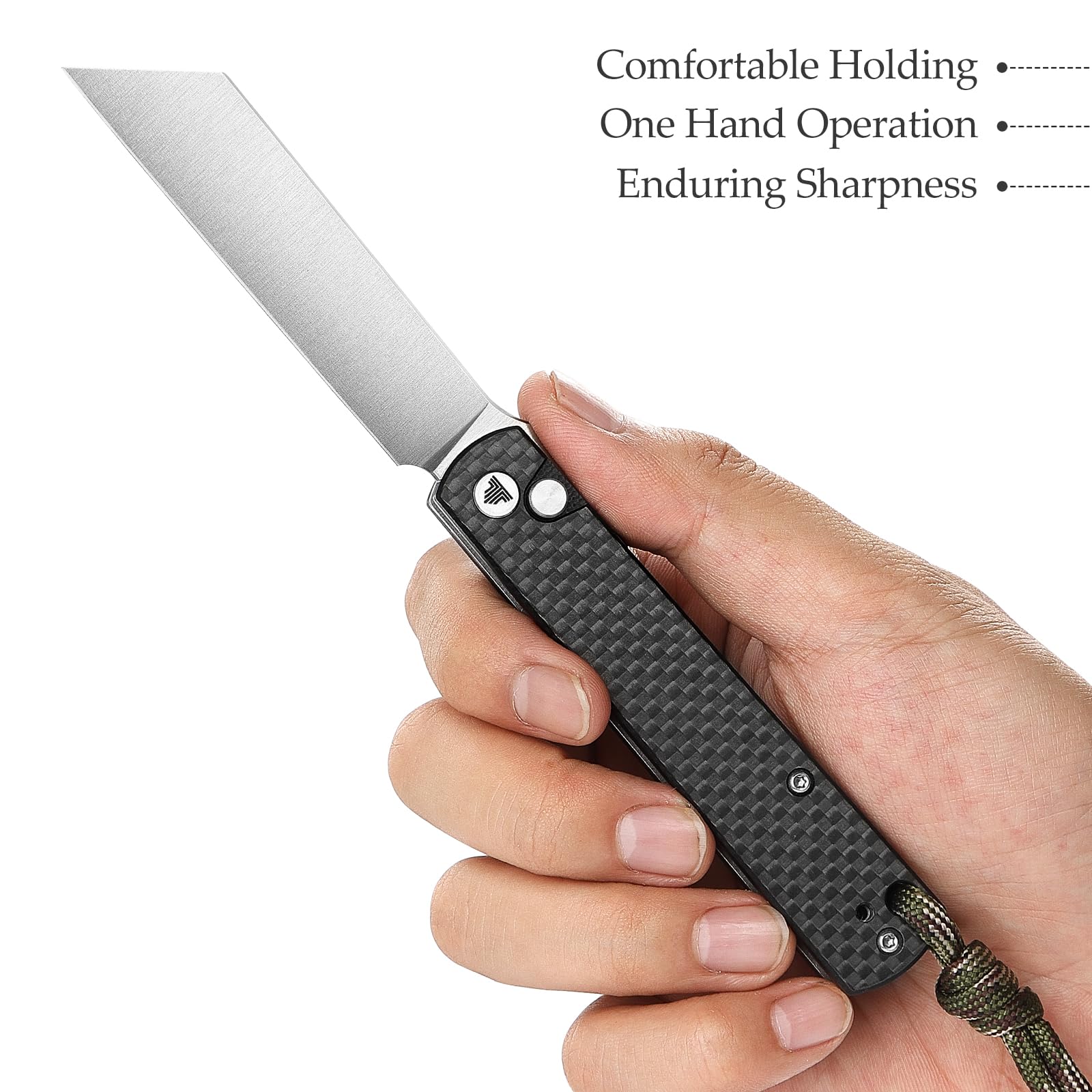 TRIVISA Japanese Higonokami Razor Folding Pocket Knife for Men or Women,Camping EDC Tool Outdoor Button Lock Knives with Pocket Clip,3.2" 10Cr15CoMoV Blade and Carbon Fiber Handle Hydra-05
