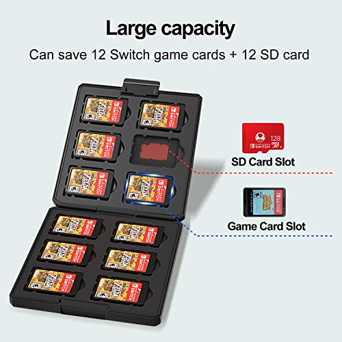 JINGDU Card Case Compatible with Nintendo Switch Games, Thin Portable Cartridge Holder with 12 Switch Game Card Slots & 12 Memory Card Slots, Storage Case Suitable for Switch OLED/Lite Games,Umbrella